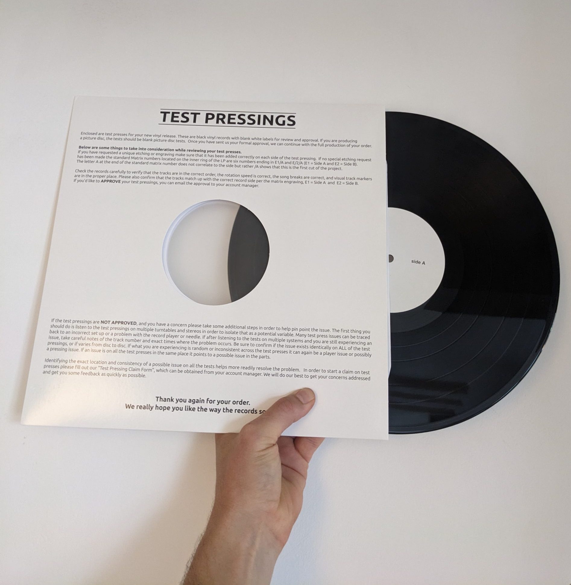 New Album Test Pressing Collectors Item - The True Strays